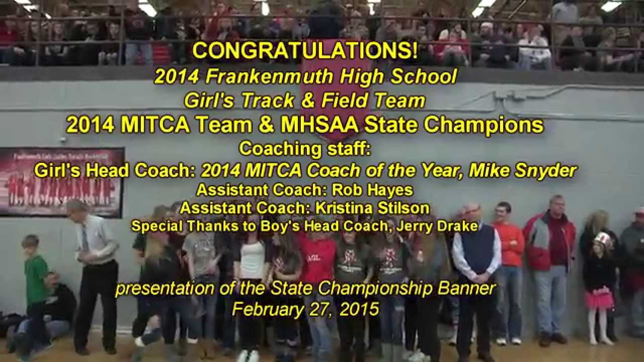 2014 FHS Girl's Track Team unveils State Championship Banner - YouTube