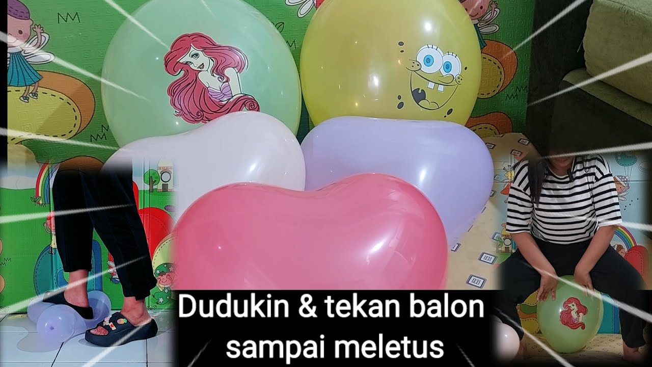 Tiup balon ll dudukin & tekan balon sampai meletus#poping_balloons# ...