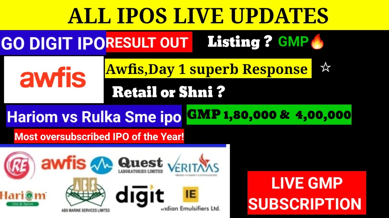 🔴GO DIGIT LISTING 🚨AWIF NEW IPO 🔴ALL IPOS LIVE UPDATES & GMP #smeipo # ...