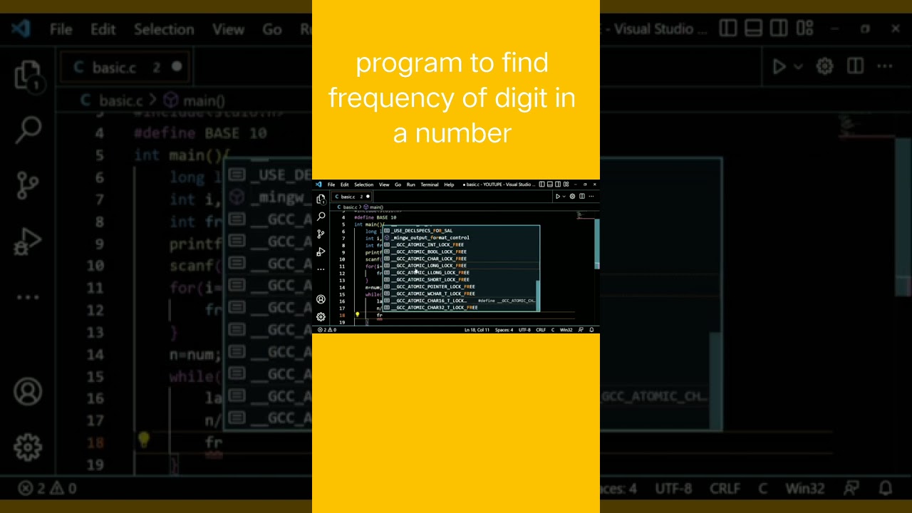 Frequency Of Digit In Numberc Programming 😎💻try Once Folksrs Edumedia Support Subscribe Guys