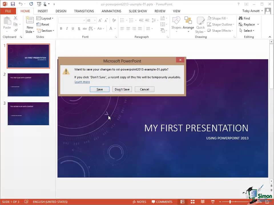 Powerpoint 2013 Tutorial - Backstage View; Protecting Presentations ...