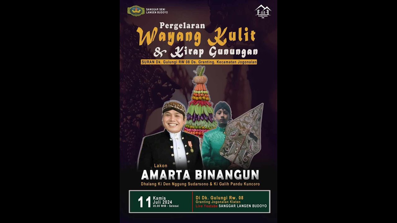 LIVE LANGEN BUDOYO || PERGELARAN WAYANG KULIT & KIRAB GUNUNGAN SURAN ...