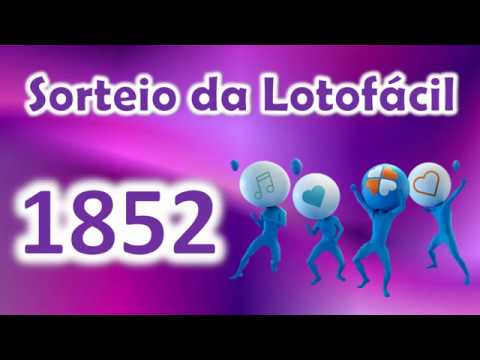 LOTOFÁCIL RESULTADO CONCURSO 1852