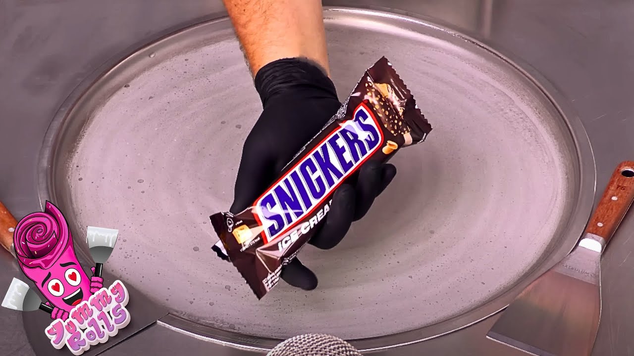 ASMR - SNICKERS BAR Ice Cream Rolls - YouTube