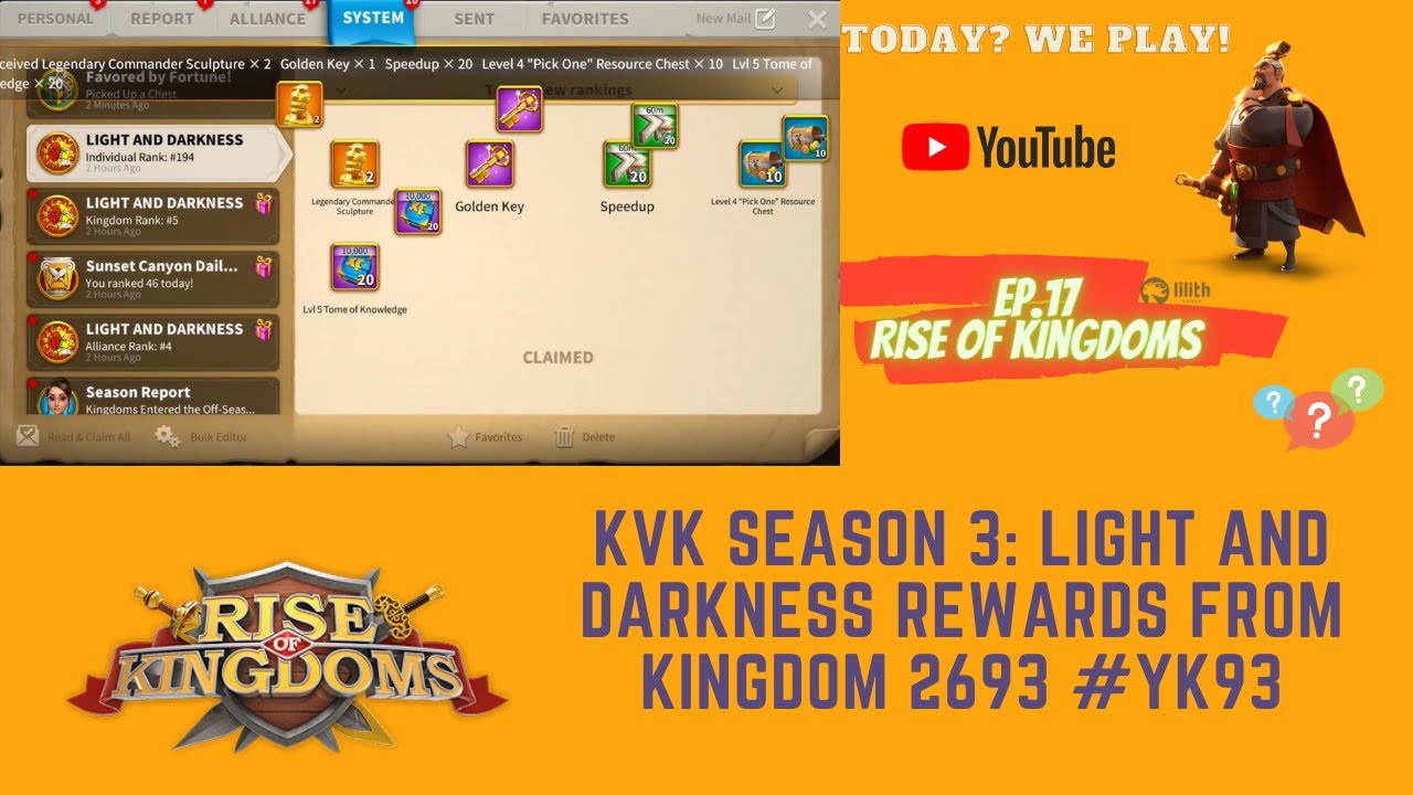RoK Guide: KvK Season 3: Light and Darkness Rewards from Kingdom 2693 # ...