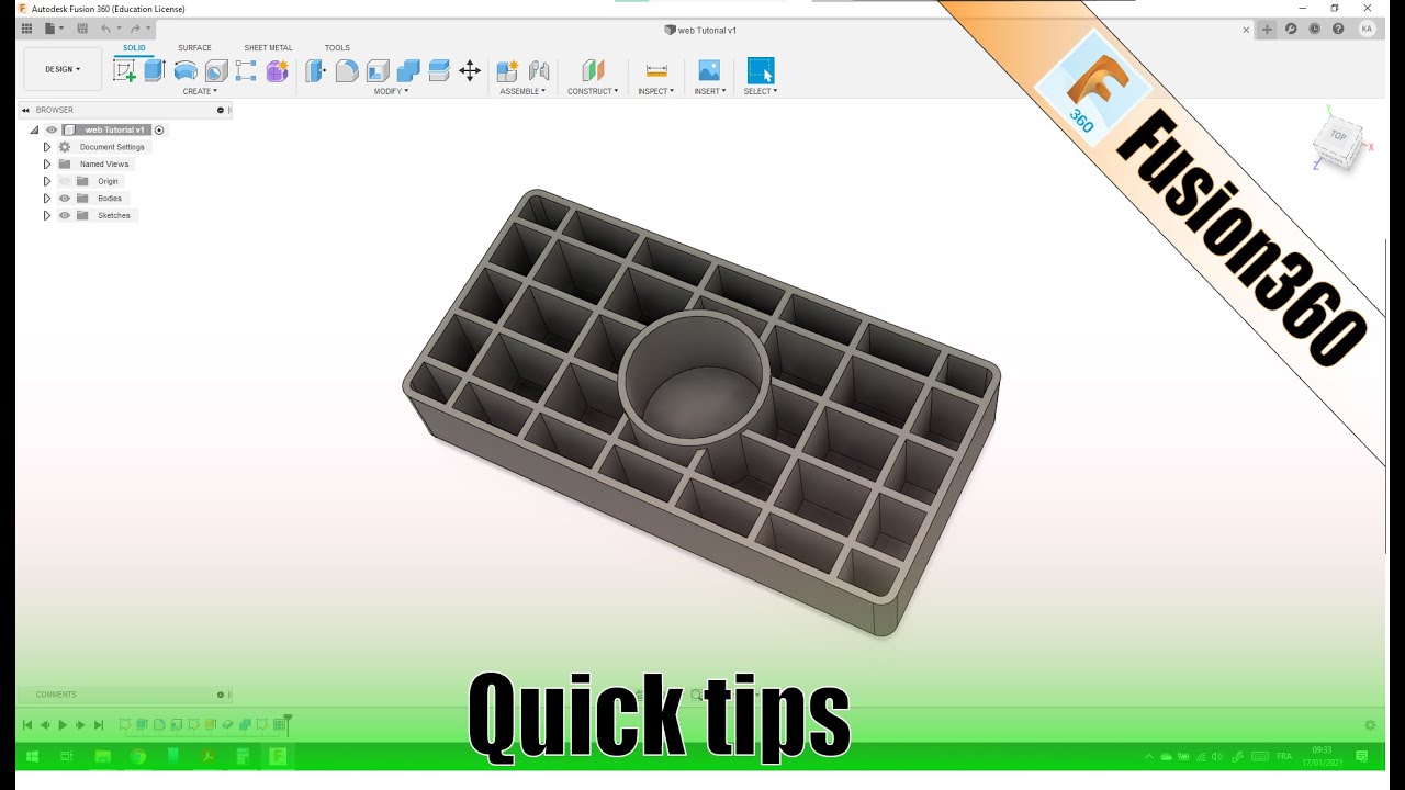 FUSION 360 How to make Rib or web reinforcement 4K - YouTube
