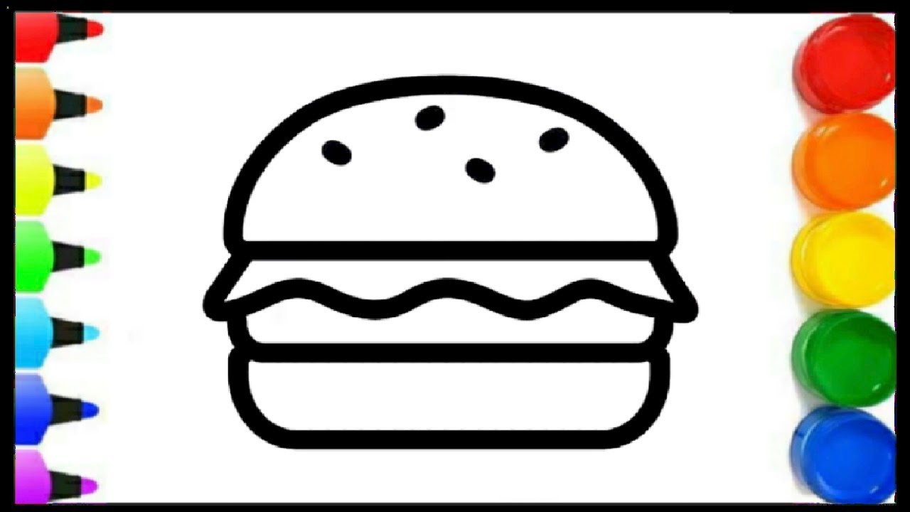 How to draw Burger drawing for kids - YouTube