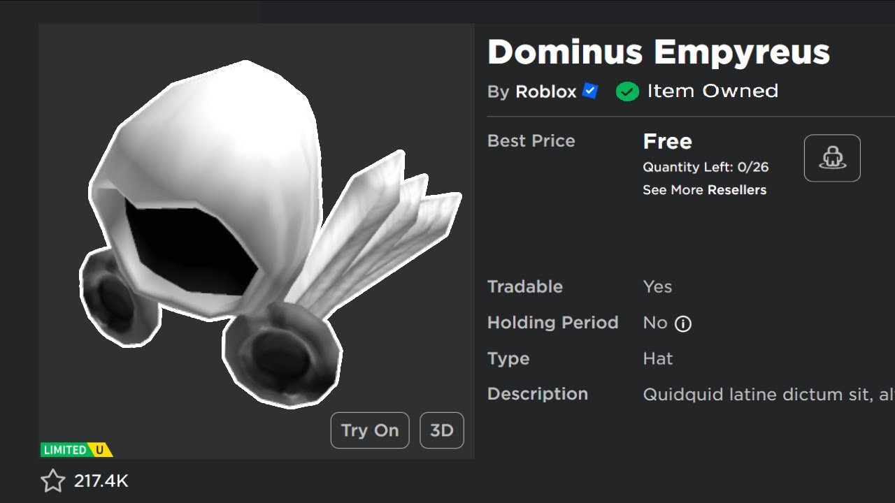 Back In The Day When Kids Trying Get A Dominus By Inspecting In Roblox ...