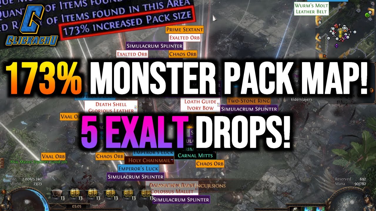 PoE Magic Find Maps (14) - 173% MONSTER PACK SIZE MAP! - ICE SHOT MF ...