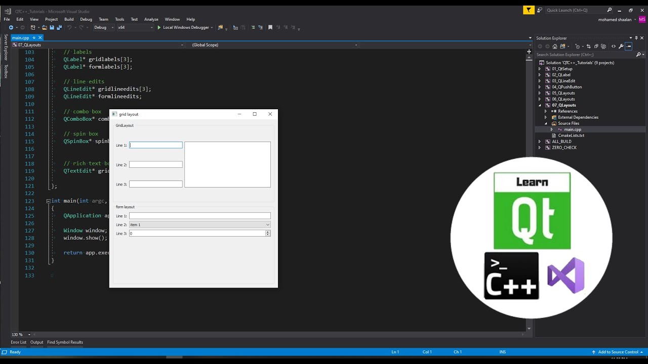 Visual C Qt 07 Qformlayout Qcombobox Qspinbox Youtube 4117