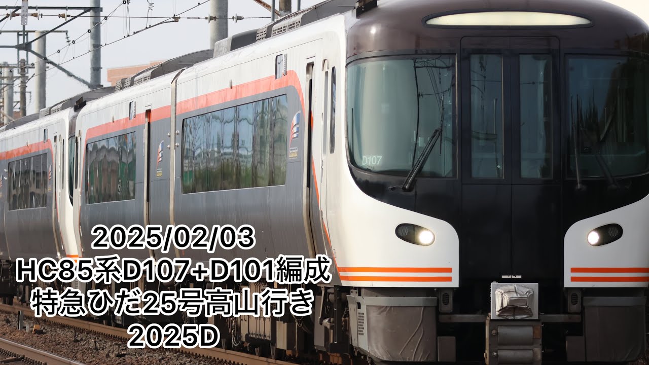 【特急ひだ25号高山行き】HC85系D107+D101通過(おまけ付き) - YouTube