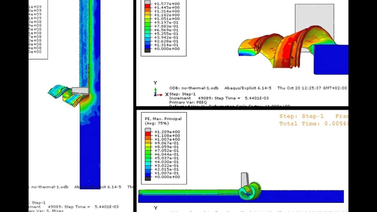 Abaqus CAE explicit orthogonal cutting 3D planing simulation multiple viewports 2 - YouTube