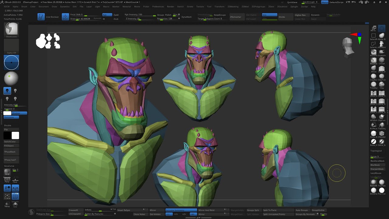 Killer Croc Character Blockout Using Zbrush - YouTube