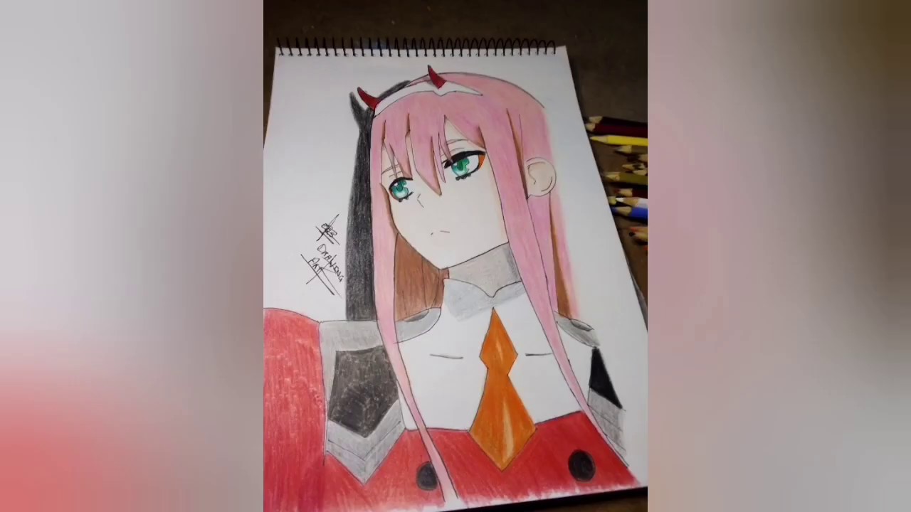Drawing//ZeroTwo//Darling in The Franxx - YouTube