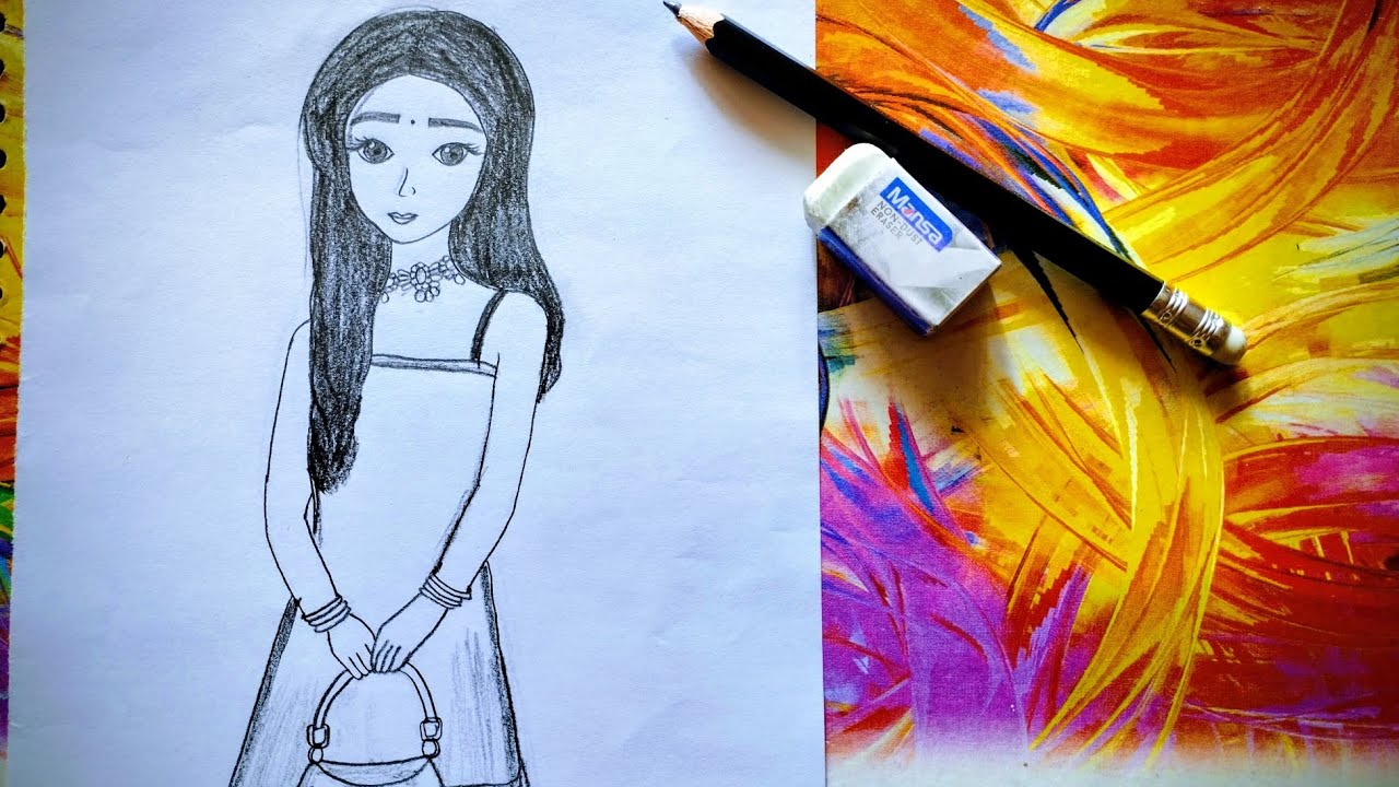 Beautiful Pencil Sketch of a Girl | Simple & Elegant Drawing Art ️ ...