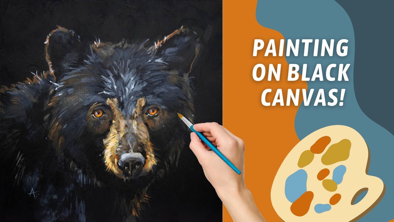 ACRYLIC Black Bear Portrait Painting! BEAR Painting ONLY 2 Colors ...