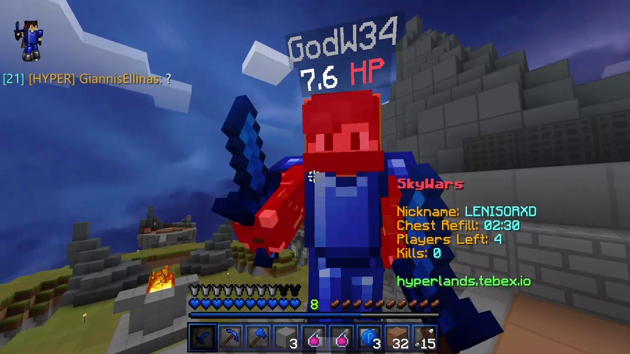 Minecraft skywars (MCPE) (Hyperlands) - YouTube