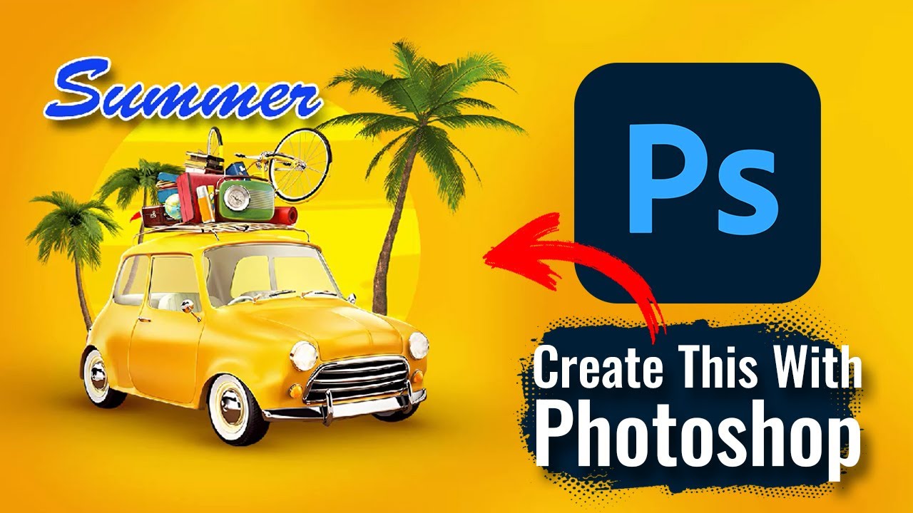 How to Design a Vibrant Summer Car Poster in Photoshop | Step-by-Step ...