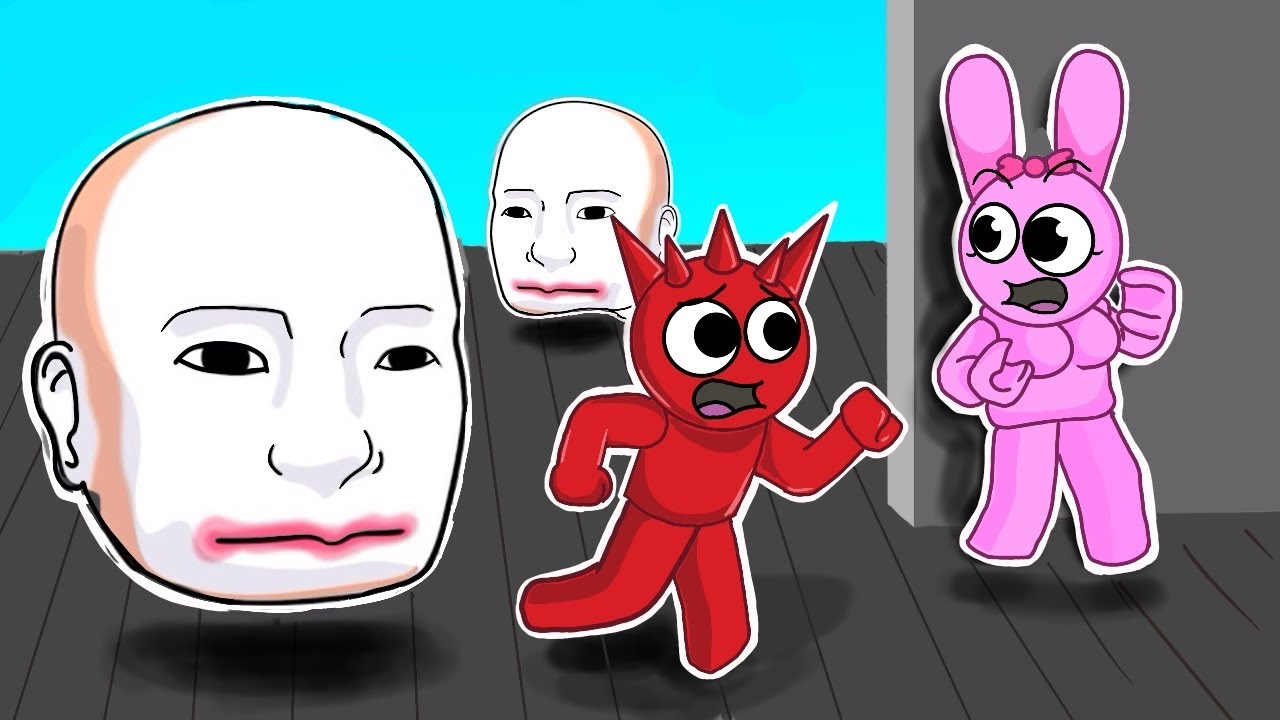 PINKI and REDDY ESCAPE Running Heads!!! Sprunki Plays Roblox BrookHaven ...