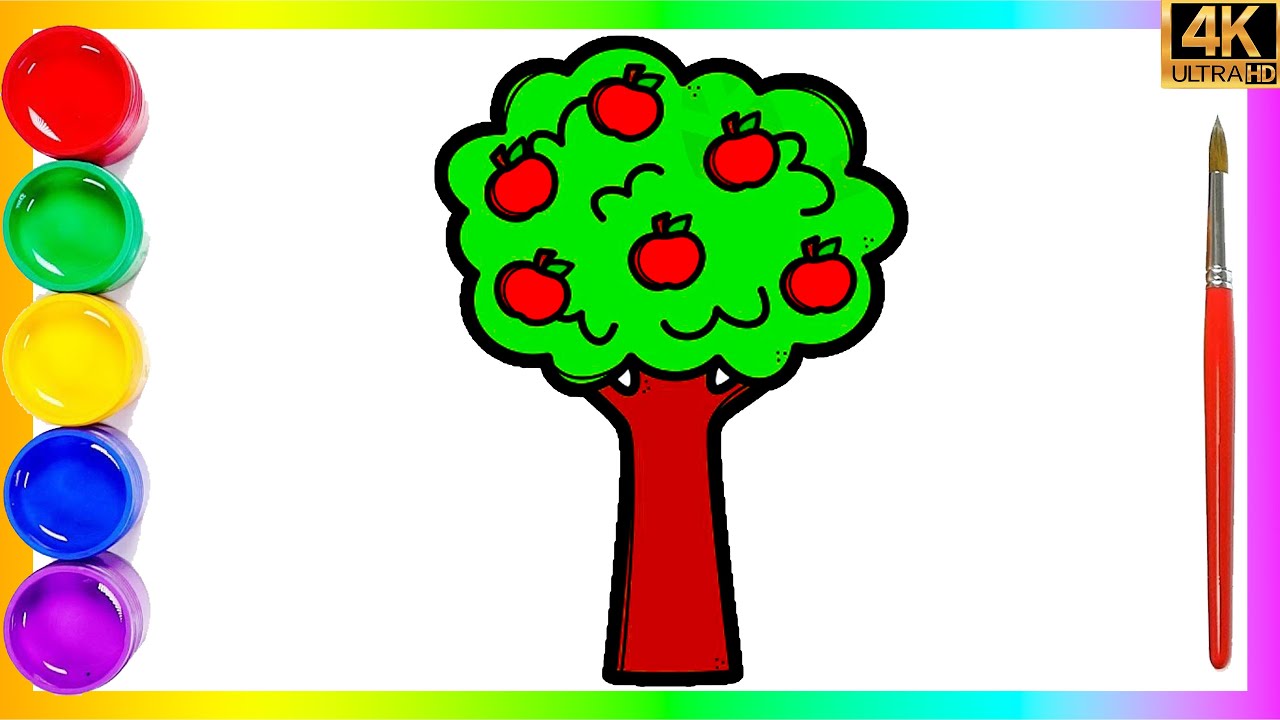 Easy Drawing of an Apple Tree, How to Draw a Cute Tree Step by Step ...