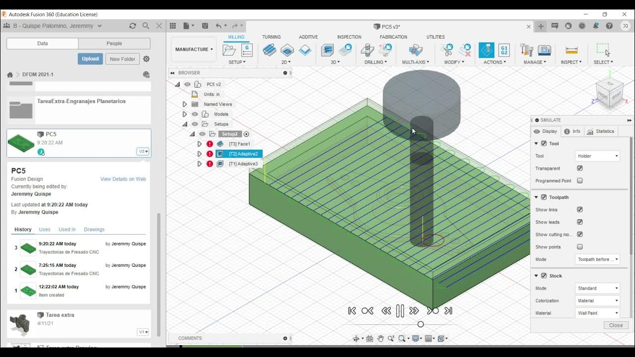 Trayectorias de Fresado CNC en Fusion 360 - YouTube