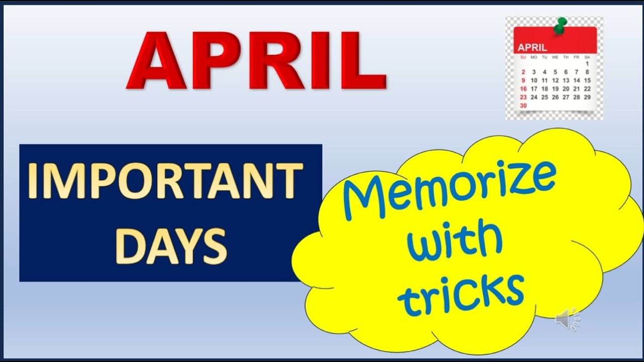 April Important Days Trick || Memorize April important days - STORY ...