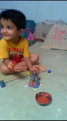 ganpati bappa ke aane tyari shuru nanhe balak dwara painting#viral # ...