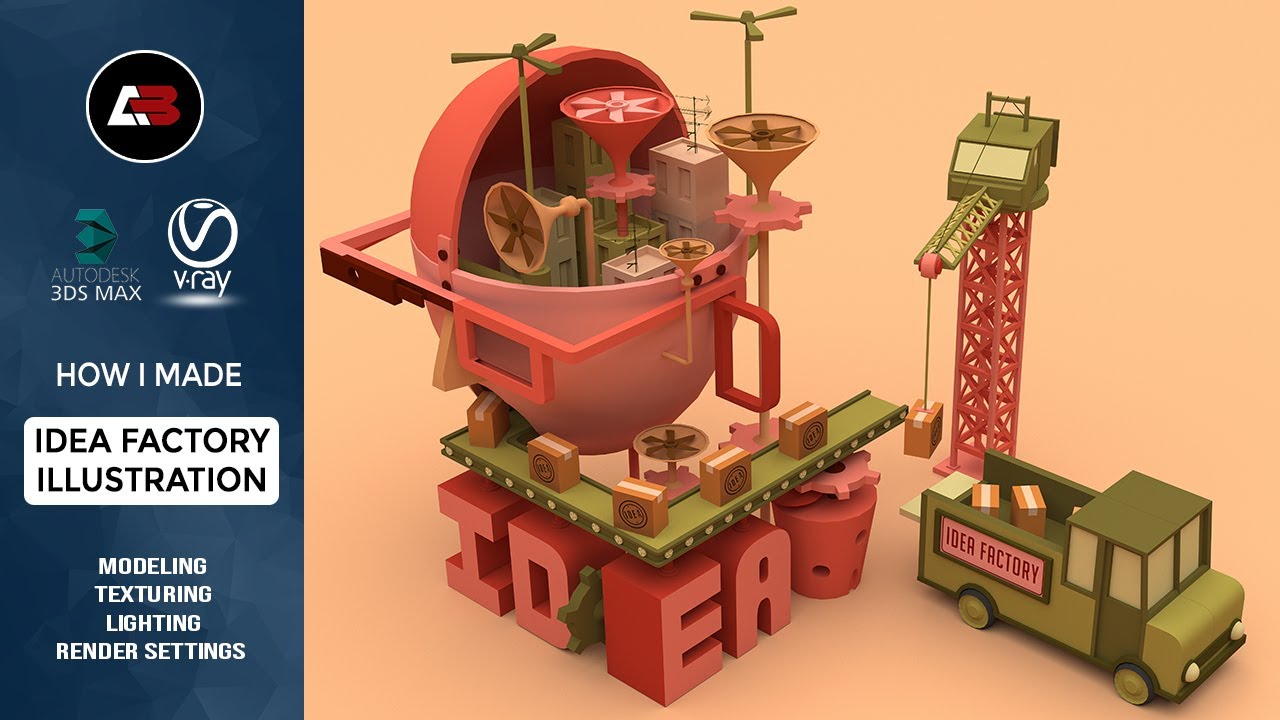 Idea Factory Illustration in 3Ds Max + V-Ray - 3D Modeling Speedart ...