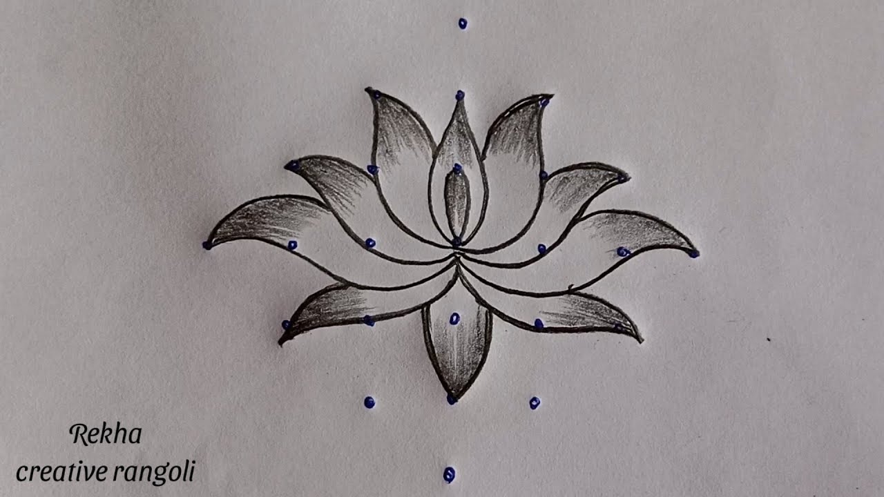 small lotus flower rangoli | thamarai poo kolam | festival kolangal ...