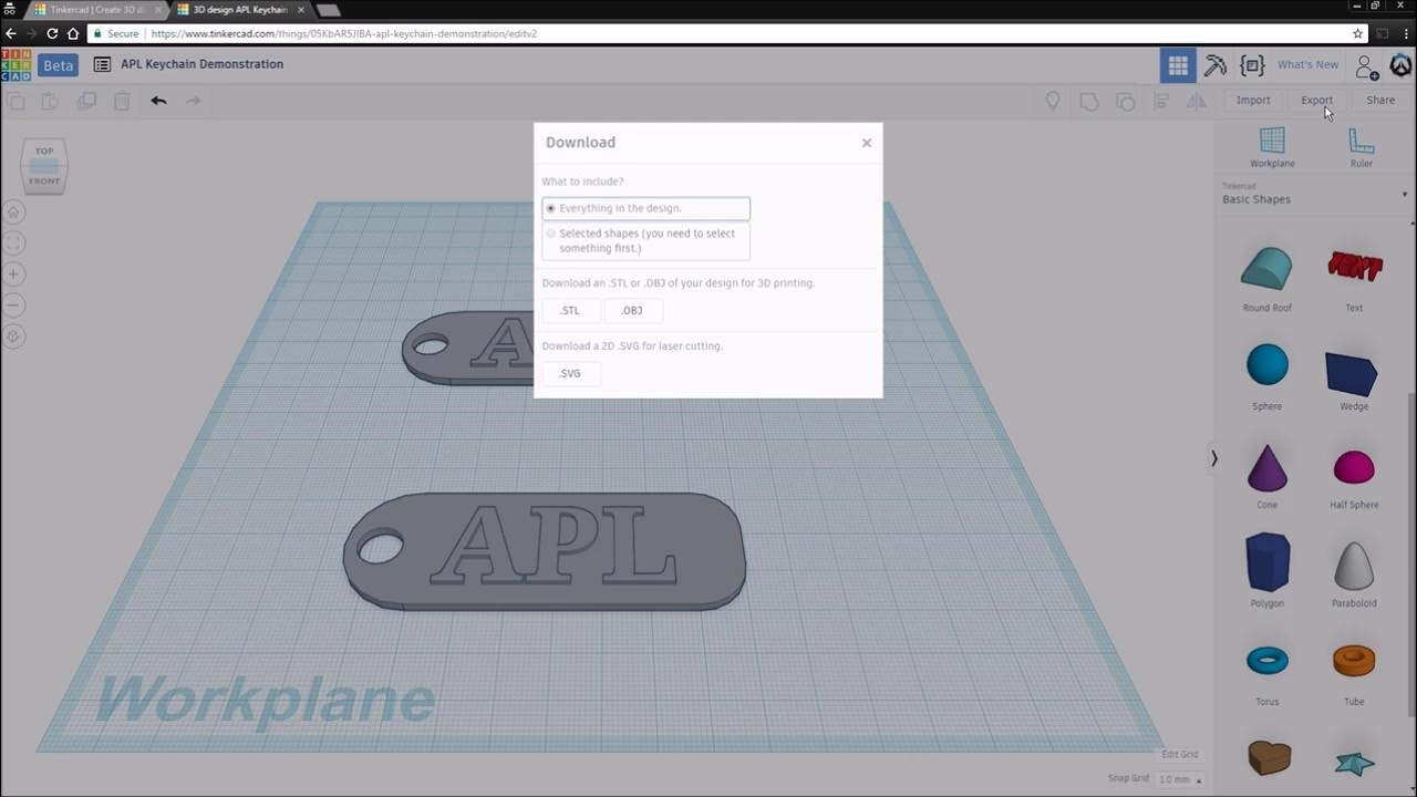 Tinkercad Tutorial 7 - Exporting Objects - YouTube