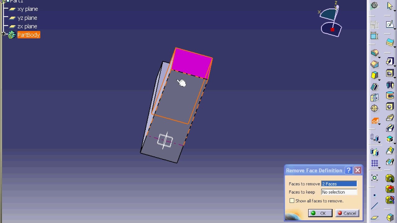 CATIA Tutorials (REMOVE FACE) - YouTube