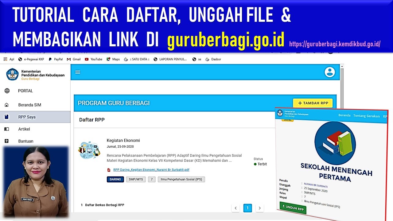 Tutorial cara mendaftar mengunggah file dan membagikan link di guruberbagi go id - YouTube