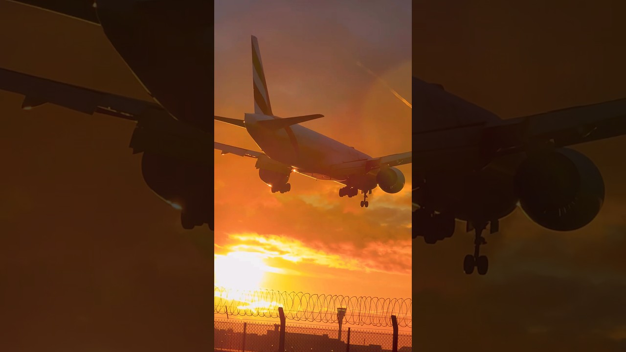 Emirates Boeing 777 Sunset landing at Heathrow #boeing #aviation # ...