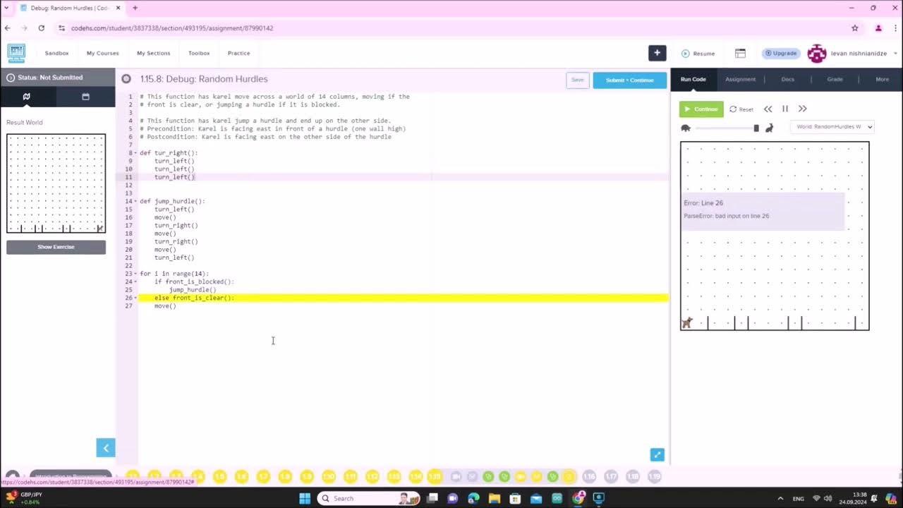 python 1.15.8 სავარჯიშო - Debug: random hurdle / codehs.com / პროგრამირება / ლევან ნიშნიანიძე ...