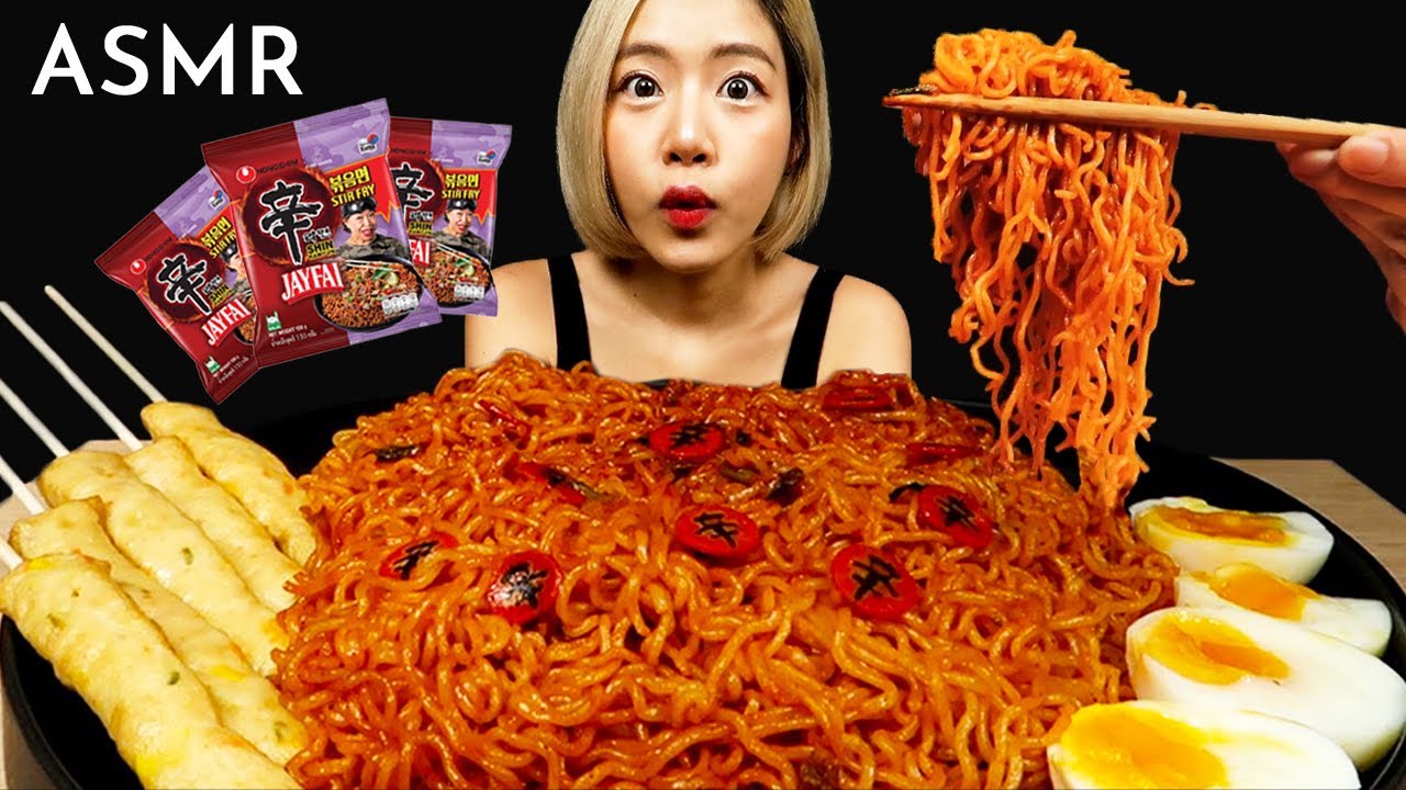 ASMR กินมาม่าเกาหลี ต้มยำเจ๊ไฝ | ASMR RAMYEON JAY FAI X NONGSHIM! TOO ...