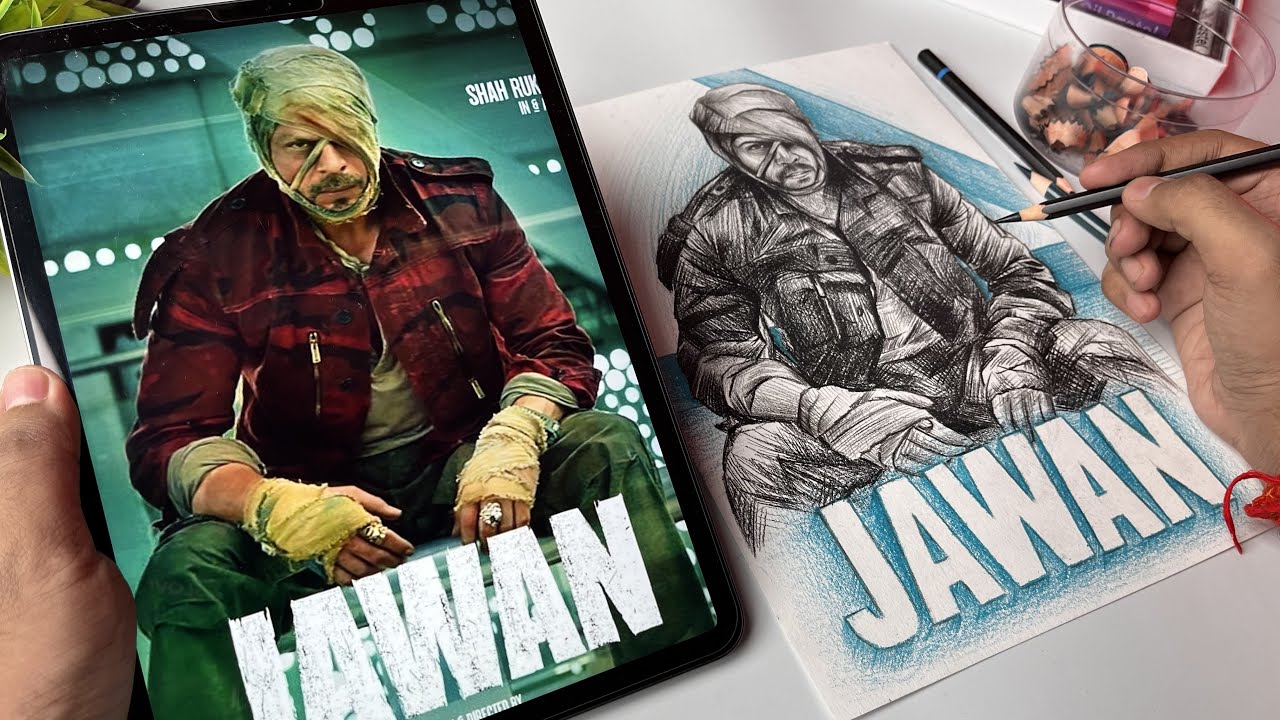 Jawan Poster Drawing, Shahrukh khan Drawing, Pencil Sketch - YouTube