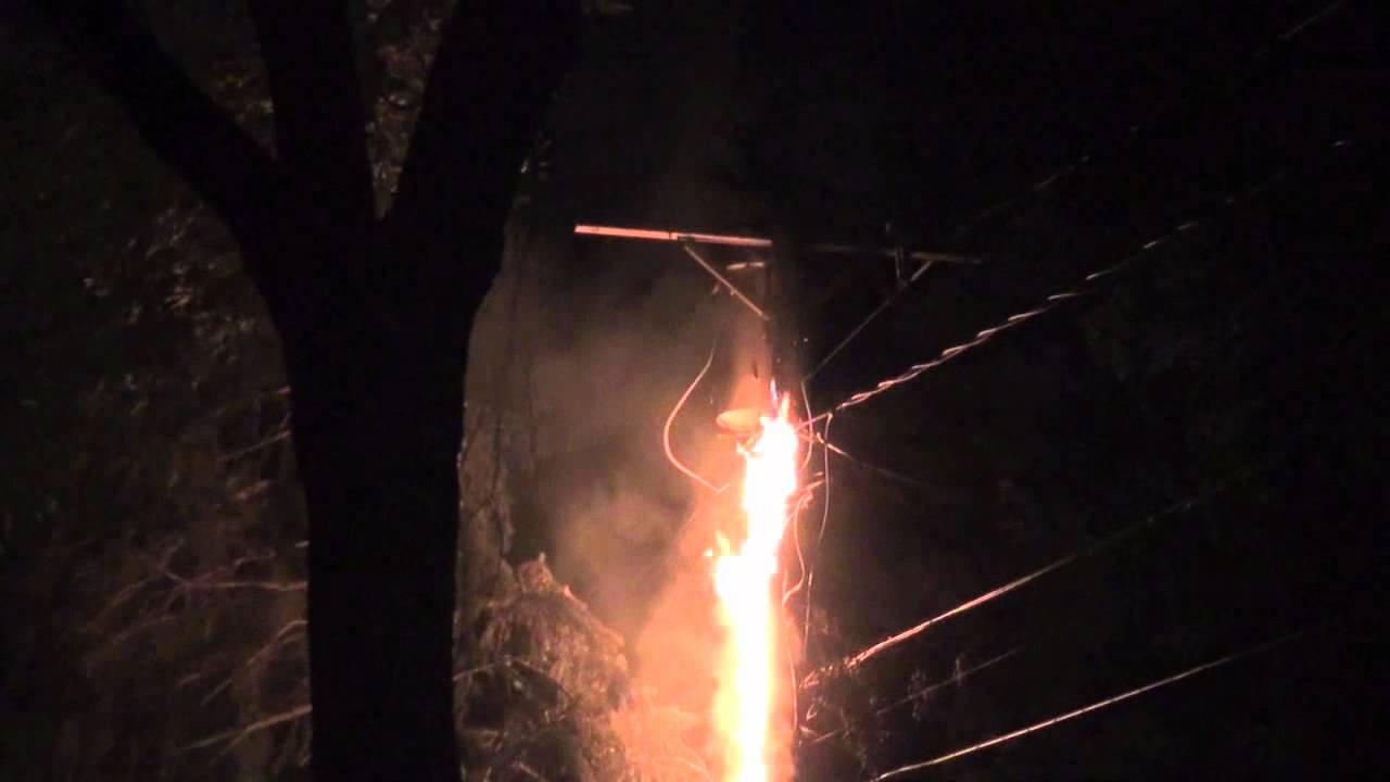 Utility Pole Fire -- Flames from Bottom to Top - YouTube