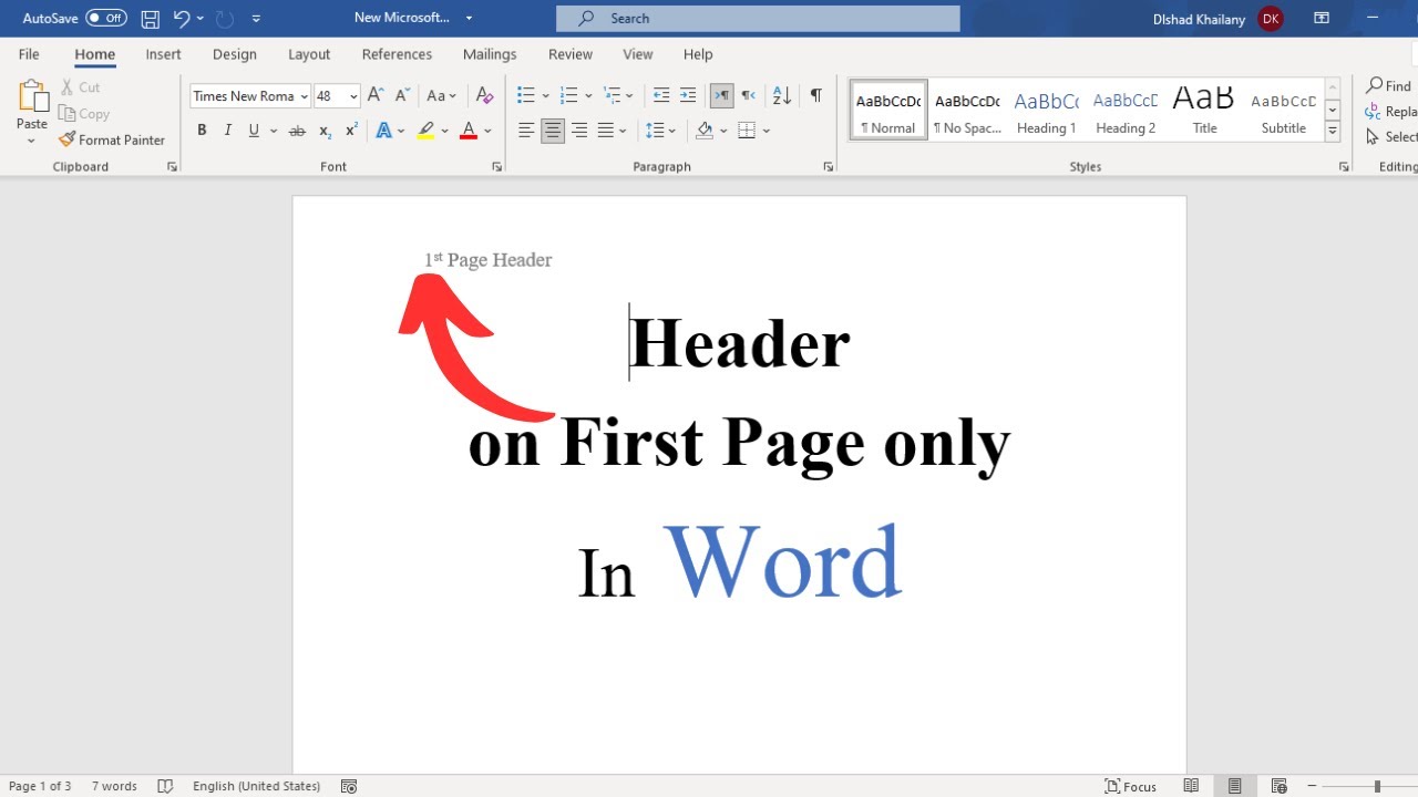 How to Remove Header From Second Page | Header on First Page only - YouTube