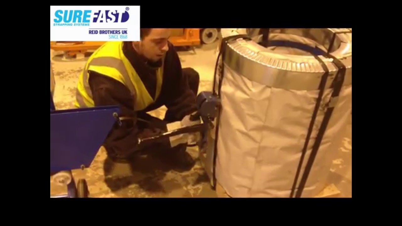 How-To Apply Oscillated Ribbon Wound Steel Banding w/ a Tool - YouTube
