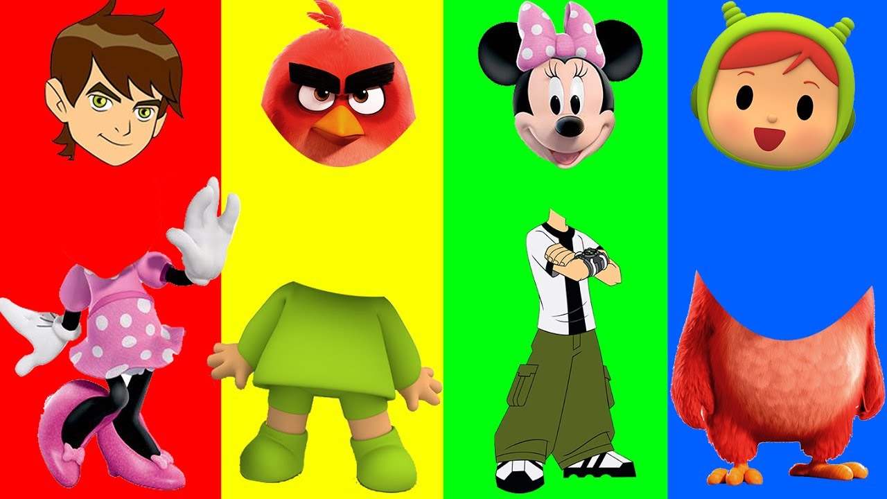 Wrong Heads Ben 10 - Minie Mouse - Pocoyo - Angry Bird - YouTube