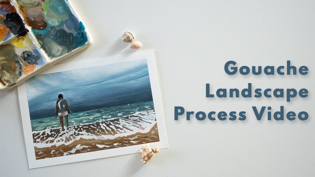 Paint With Me | Gouache Landscape painting with expressive colours 🌊 ...