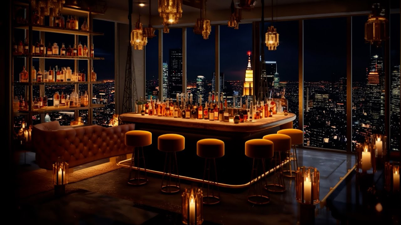 Elegant Jazz Bar With Smooth Jazz Piano Music in Cozy Bar Ambience for ...