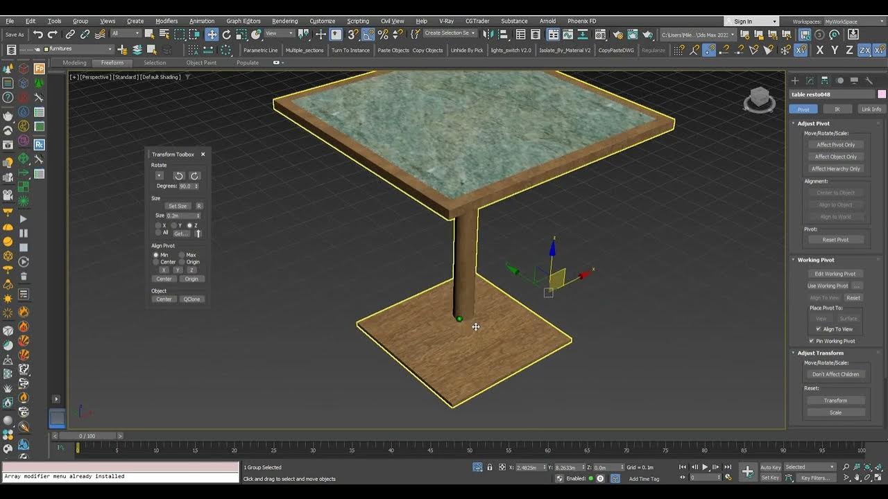 3DS Max -Tip - Quickly Reposition The Pivot Location - YouTube