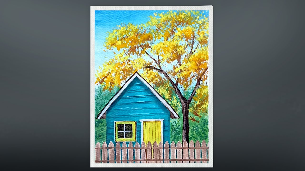 How to Paint Beautiful Small House| Step by Step Acrylic Painting ...