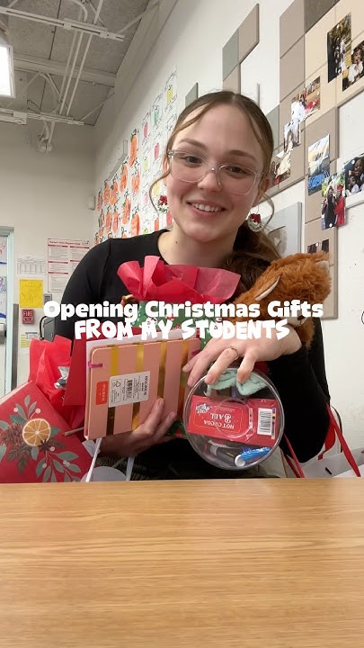 Opening Christmas gifts from my students 🎄🥹💗 #teacher #kindergarten # ...