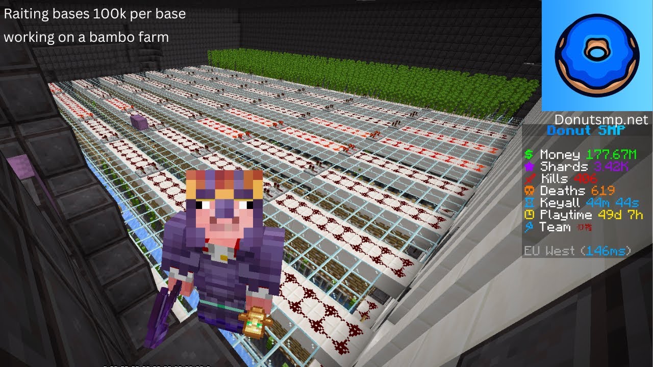 donut smp live:Raiting bases and working on a massive bamboo farm - YouTube