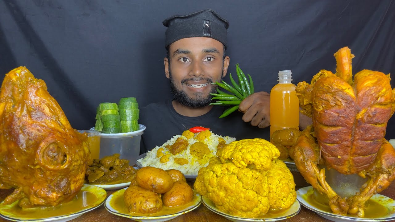 Eating Whole Chicken Curry, Full Goat Head Curry, Mutton Liver Curry ...