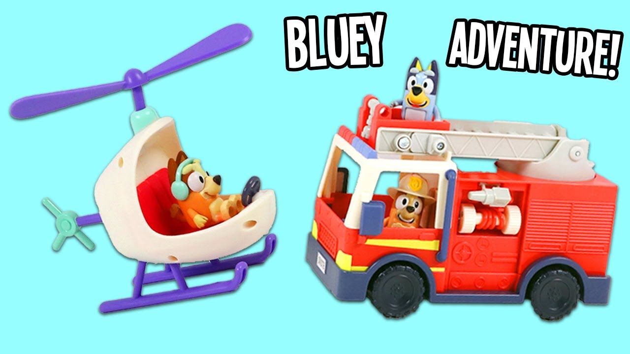 Bluey Firefighter And Bingo Helicopter Pilot Adventure! - YouTube