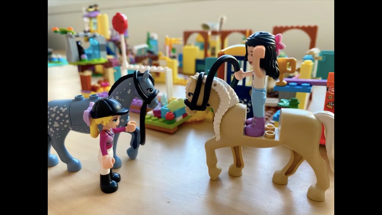 Lego friends horse riding around the town - stop motion animation - YouTube