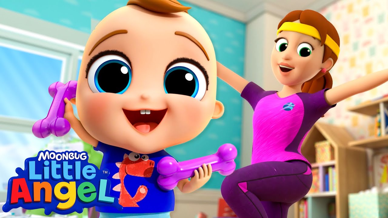 Lets Exercise! 🏋️ Get Up And Move! | Little Angel | Kids Songs ...